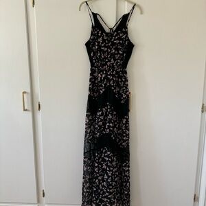 Candie's | Dresses | Candies Floral And Lace Black Maxi Dress | Poshmark